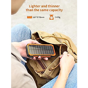 Power-Bank-Solar-Charger - 30000mAh Solar Power Bank, PD 20W Fast Charger,Drop-Proof Waterproof Dustproof Built-in LED Flashlight for iPhone, Tablet, Samsung and More USB Device(Orange)