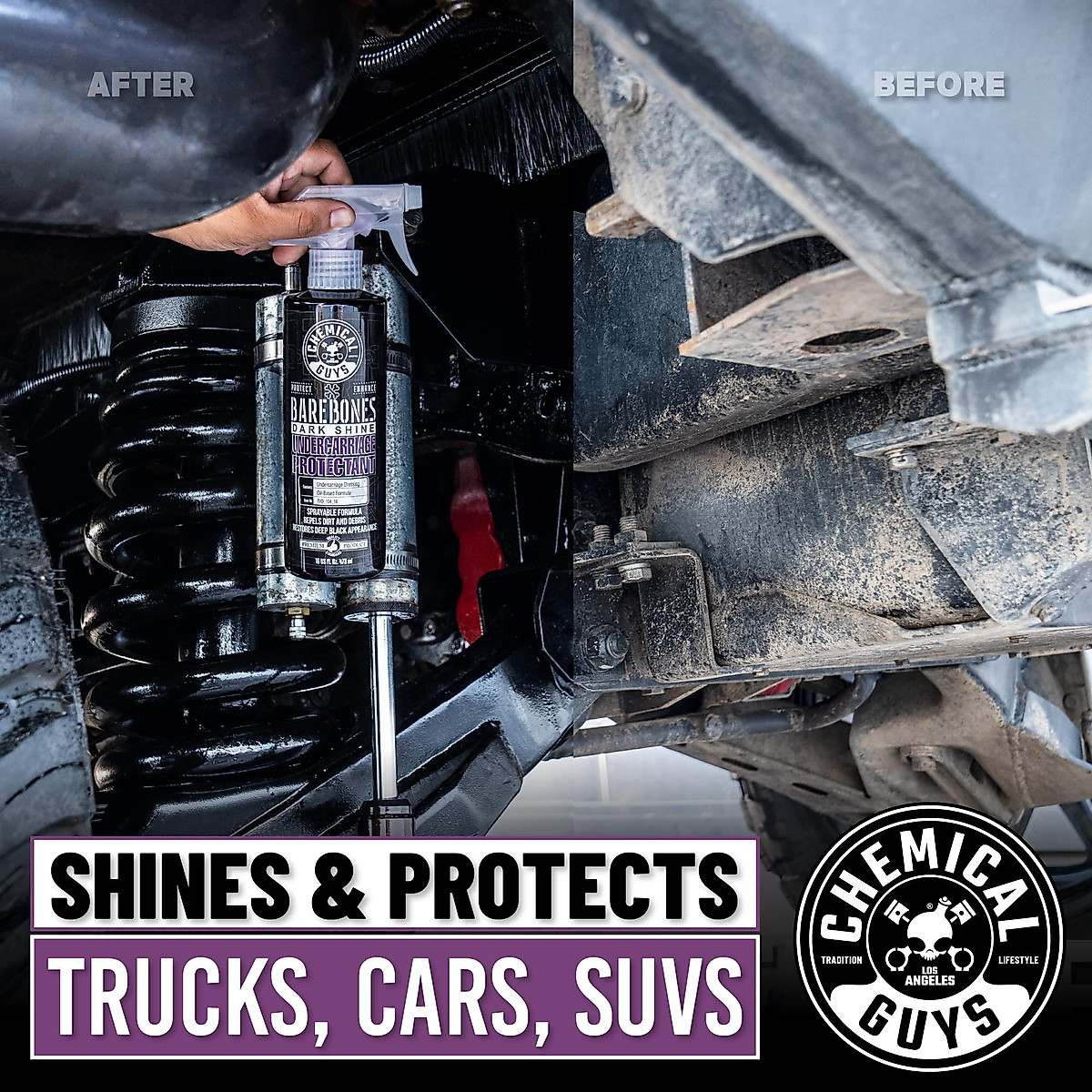 Chemical Guys TVD_104_16 Bare Bones Premium Dark Shine Spray for Undercarriage, Tires and Trim, Safe for Cars, Trucks, Motorcycles, RVs & More, 16 fl oz
