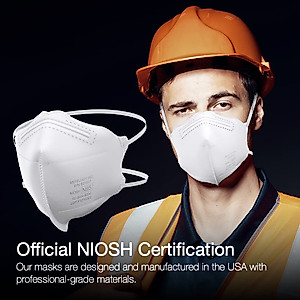 EasyEast N95 Mask Respirator [ Made in USA ] NIOSH Certified N95 Particulate Respirators Face Mask (Pack of 10),White,Adult,501831 (EE10P)