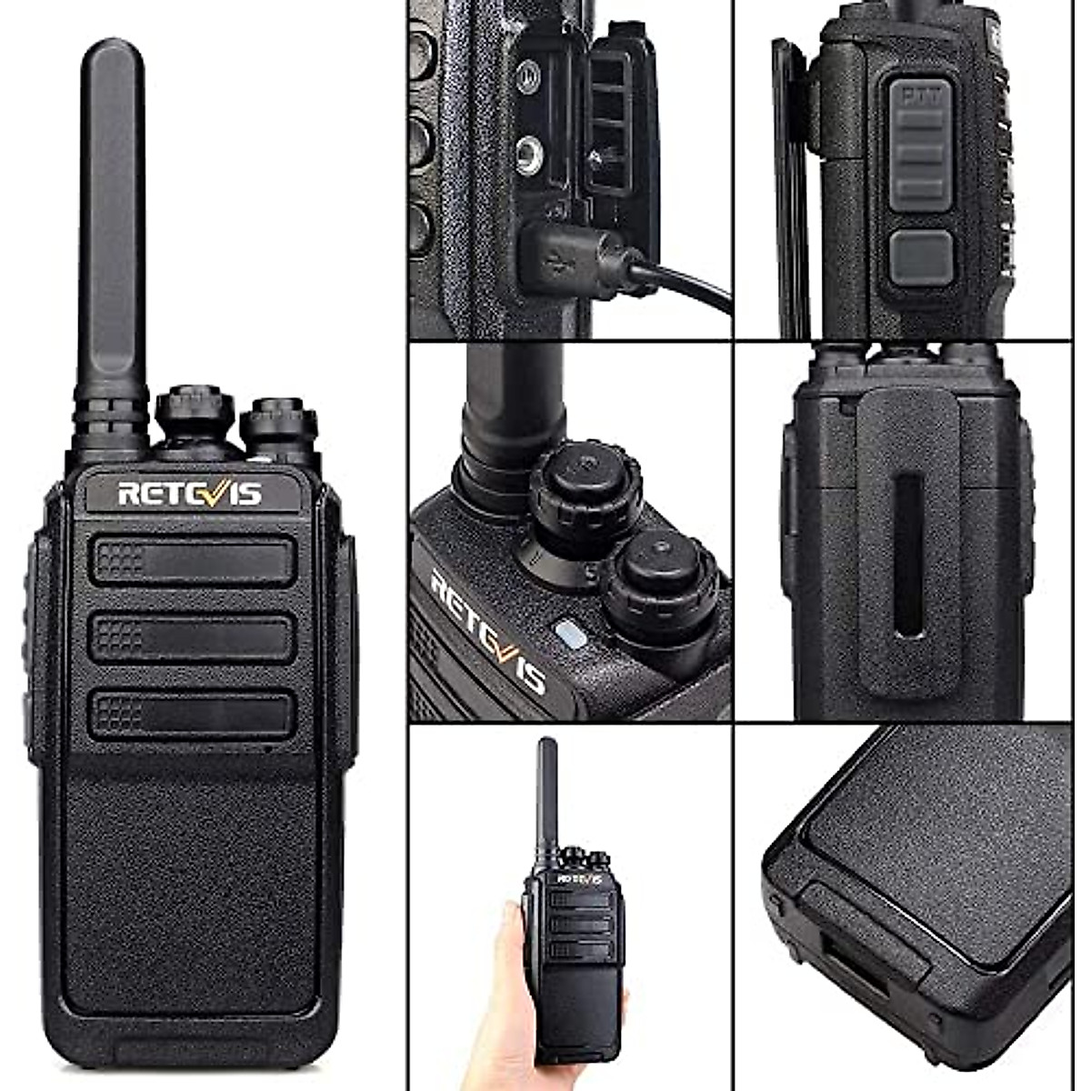 Retevis RT28 Walkie Talkies for Adults Long Range,Two Way Radios Rechargeable,Hands Free 2 Way Radio with Earpiece,for Worker School Security Restaurant(10 Pack)