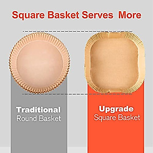 Air Fryer Disposable Paper Liner Square 9 Inch, 125 Pcs Large Square Air Fryer Paper Liners for 6-10QT Air fryer, Non-stick Parchment Paper for Frying, Baking, Cooking, Roasting and Microwave