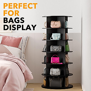 SpaceAid Black 6-Tier Spinning Rotating Shoe Rack Organizer, Shoe Display Tower Lazy Susan, Revolving Shoes Rack StorageOrganization, 360 Vertical Bags Holder Rotate Organizer