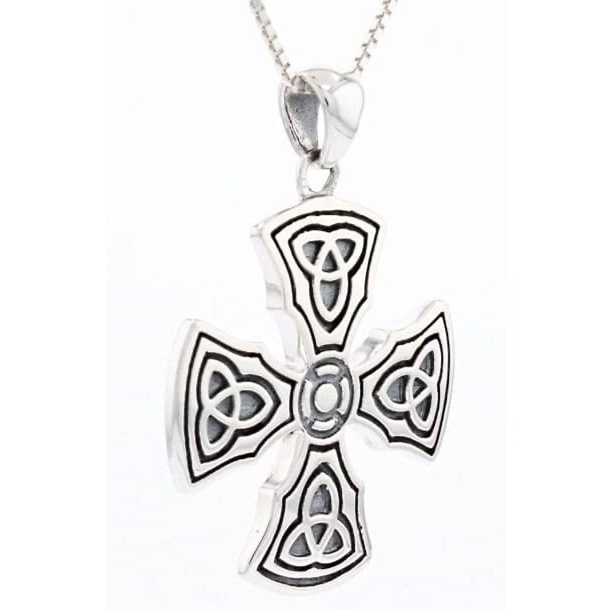 Jewelry Trends Celtic Trinity Knights Templar Cross Steling Silver Pendant Necklace 22"