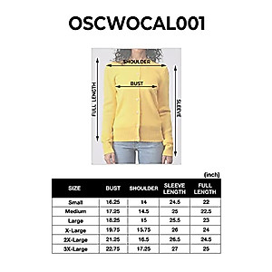 OSABASA Womens Casual Slim Fit Button Closure Long Sleeve Cardigans Yellow US XL (OSCWOCAL001)