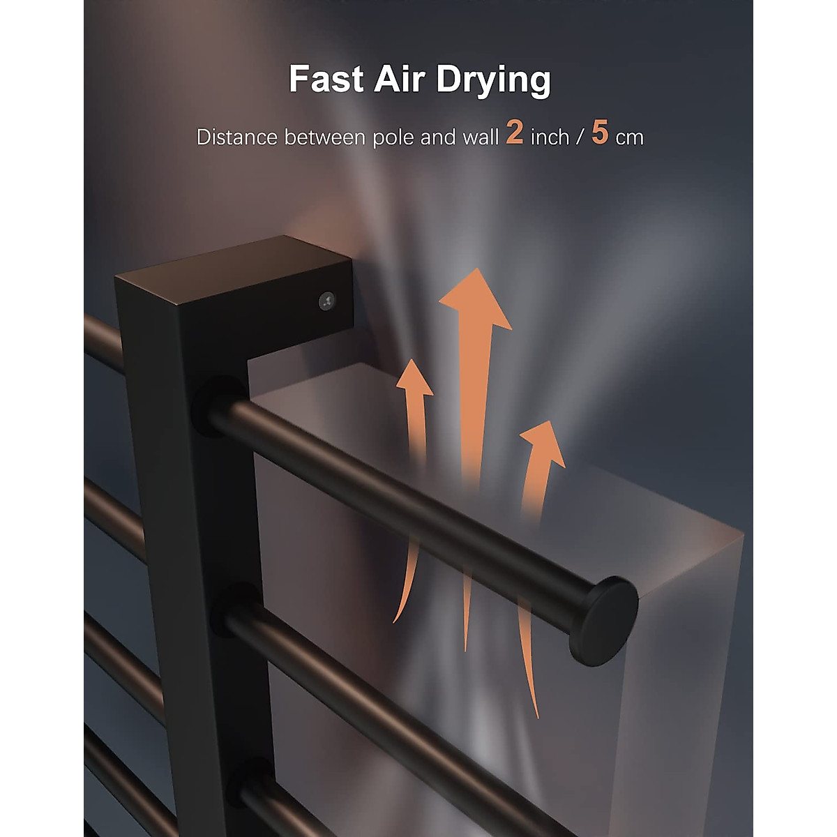 5-Tier Bridge Sliding Bathroom Towel Bar 16 Inch, ZUEXT Oil Rubbed Black Stainless Steel Towel Holder Hanger, Wall Mounted Adjustable Hand Towel Rod for Washroom Kitchen, 1.5" Tube Towel Rail Racks