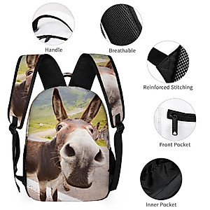 Niapessel Kids Backpack for School, Funny Donkey Pattern Students Bookbags School Bags Girls Boys