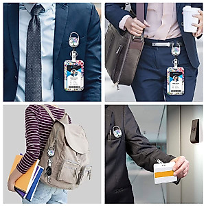 WoEluone Heavy-Duty Badge Holder Retractable Badge Reel with Belt Clip & Key Ring - Vertical ID Work Badge with Nature Tree of Life Design - Perfect for Office Workers, Nurses, Teachers, and Students