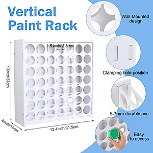 CroBlissful 3 Pcs Paint Organizer Set Paint Organizer and Paint Brush Holder 49 Holes Craft Paint Storage Rack Vertical Paint Rack 2 oz Paint Bottle Desk Stand Organizer Holding Rack for Pens