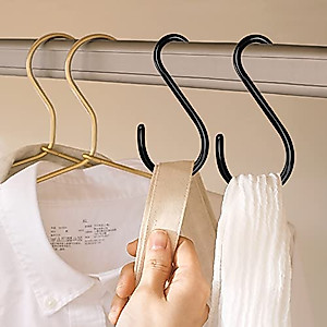 Gutapo 6 Pack Black Large Rubberized Coated S Hooks Non-Slip Heavy Duty Closet Patio Hanger for Hanging Plants Clothes Purses Backpacks Hats Tote Towels Bird Feeders Kitchenware Cups