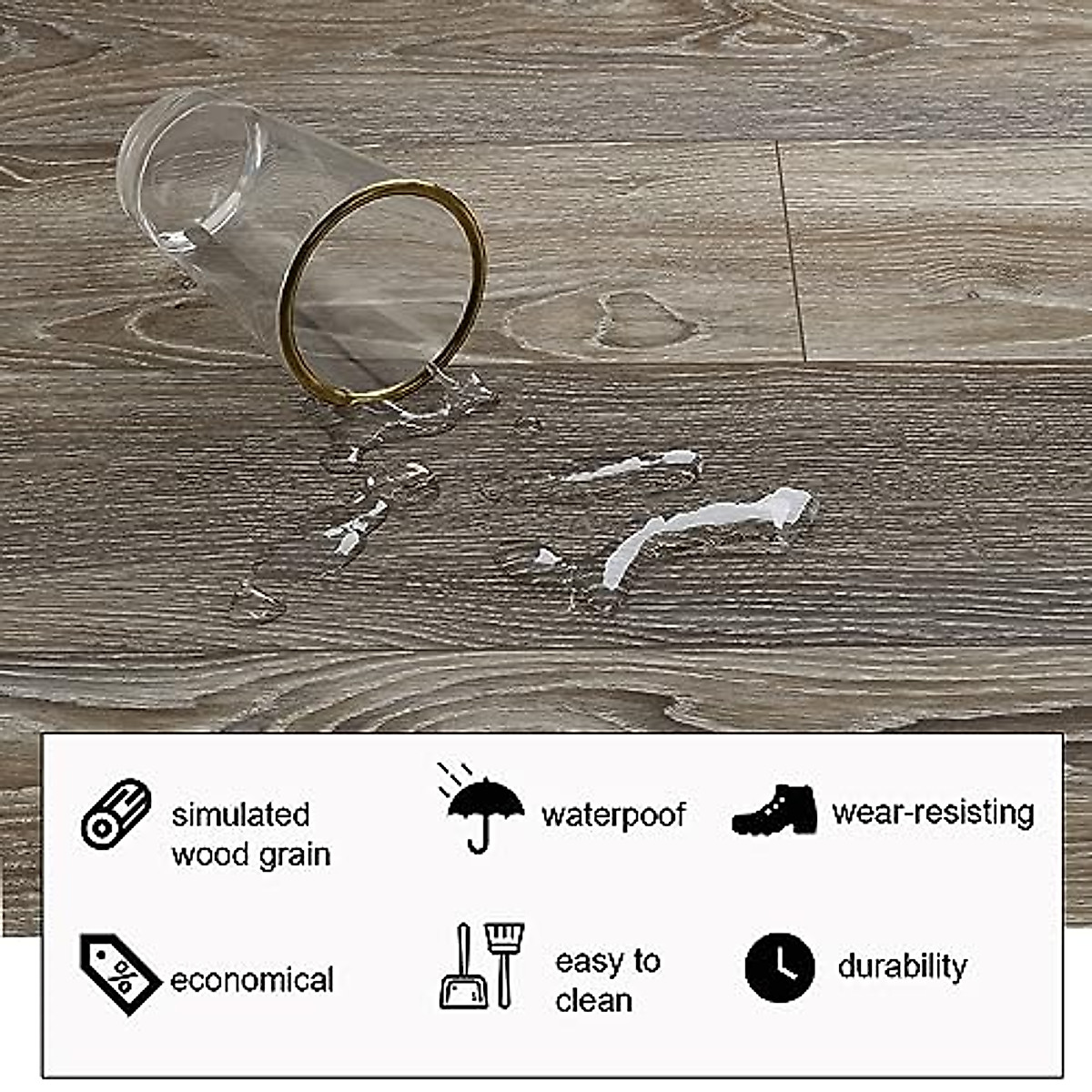 Oxdigi Peel and Stick Floor Tile 36" x 6"x 12 Packs/ 18 Sq.Ft, Thicken Wood Plank Flooring Self-Adhesive Waterproof for Kitchen Living Room RV, Easy DIY Floor Stickers, Sepia