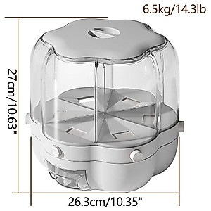 MIGHTYDUTY 6 Grid Rotating Food Dispenser Cereal Containers Storage Dispenser 360° Rotatable 15 lb Grain Storage Household Kitchen Storage Container for Rice, Beans, Grains Plum Type White