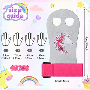 6 Pcs Gymnastics Grips Wristband Sweatbands Headband Set for Girls Kids Youth Unicorn Gymnastics Bar Hand Athletic Gloves with Drawstring Party Favor Bags, Pink (Unicorn,Small)
