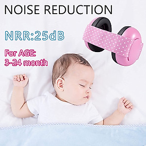 Baby Ear Protection,Noise Reduction Children Protective muffs,Baby Protection for Newborn and Babies up to 24 Months,Comfortable Infant Muffs Prevent Hearing Damage Improve Sleep (PINK), 10X10X10CM
