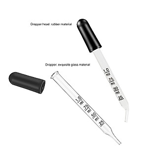 20pcs 1ml Glass Liquid Droppers, Essential Oils Eye Dropper Pipettes with Black Suction Bulb, for Makeup Art Liquid Plant Nutrients, Straight Tip and Bent Tip 2 Style