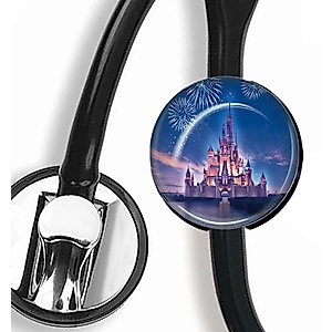 Castles and Fireworks Stethoscope Tag Personalized,Nurse Doctor Stethoscope ID Tag Customized, Medical Stethoscope Name Tag