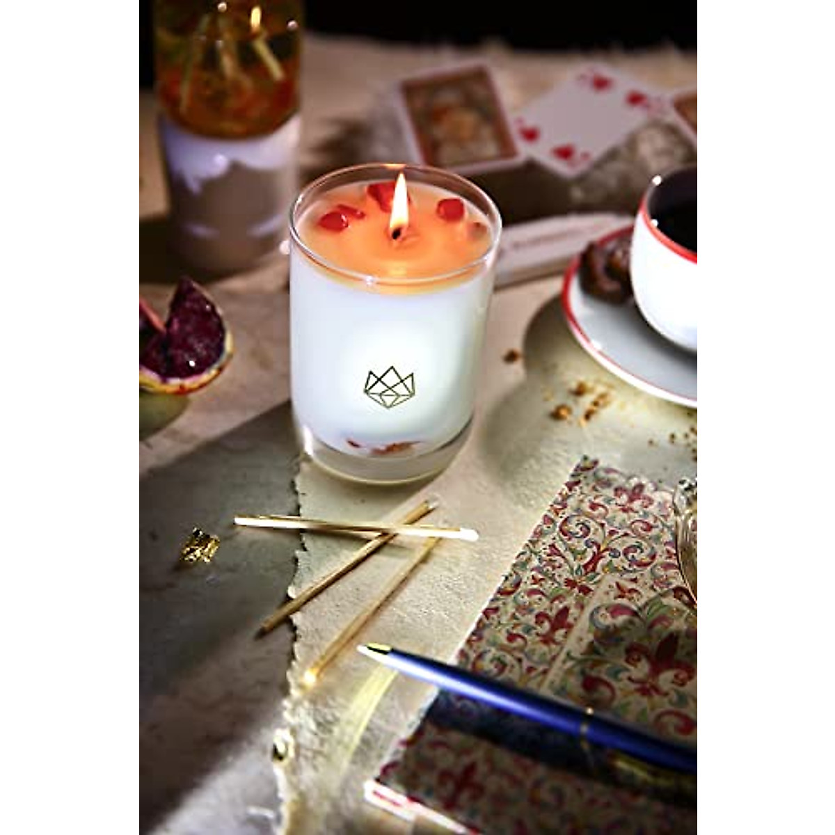 Aluminate Life Luxury Glass Jar Candle, Energy - Red Carnelian Crystal Infused - Scents of Lemon, Grapefruit, & Bergamot - Passion, Confidence, & Vitality - Coconut Wax, Essential Oils, Dr. Developed