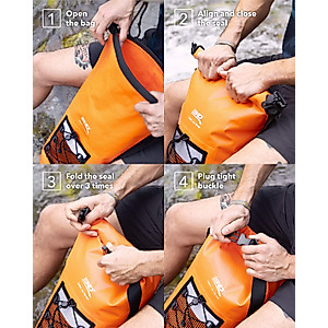 3D MAXpider Roll Top Dry Bag Backpack 30L, Waterproof Lightweight Floating Marine Drybag - Detachable Straps, Mesh Front Pocket - Travel, Hiking, Fishing, Swimming, Boating, Kayaking, Camping (Black)