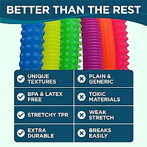 Fidget Toys and Textured Sensory Toys by BUNMO - Textured Stretchy Strings Fidget Toy. Bumpy Fidget Toys for Adults and Kids Make Perfect Anxiety Toys, Autism Sensory Toys, and Stress Toys