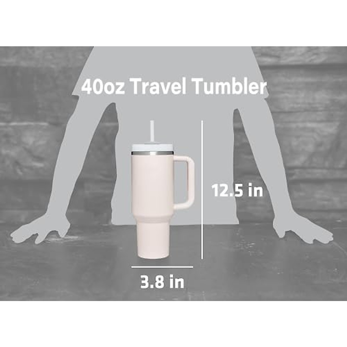 YOUEXPERT 40 oz Tumbler with Handle and Straw Tumbler with Lid and Straw Stainless Steel Tumblers, Car Mug Outdoor Sports Travel Gift 40oz Insulated Tumblers (Rose quartz)