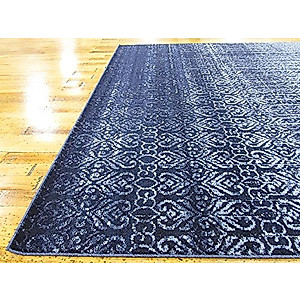 Unique Loom Del Mar Collection Area Rug-Transitional Inspired with Modern Contemporary Design, Rectangular 9' 0" x 12' 2", Blue/Navy Blue