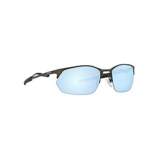 Oakley Men's OO4145 Wire Tap 2.0 Rectangular Sunglasses, Satin Lead/Prizm Deep Water Polarized, 60 mm