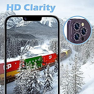 imluckies for iPhone 14 Pro/iPhone 14 Pro Max Camera Lens Protector Bling, HD Tempered Glass Diamonds Lens Screen Protector Individual Alloy Metal Ring, Glitter Purple