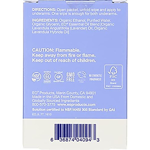 EO Deodorant Lavender Wipes, 6 Count