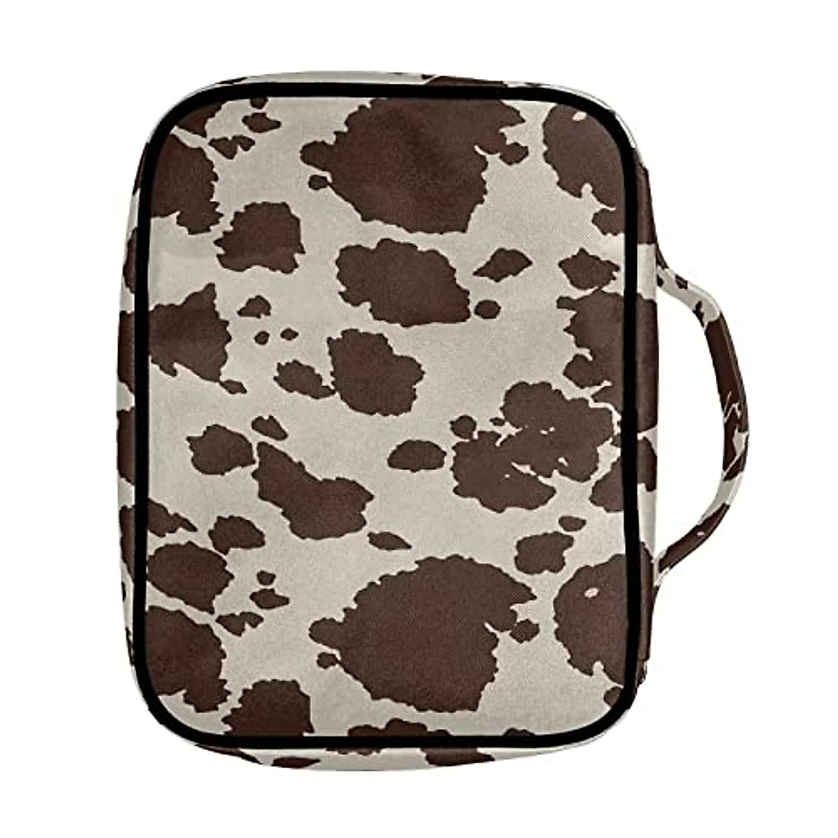 Veniyate Brown Cow Pattern Bible Cover Case Book Bag for Women Bible Case with Handle, Zipper Pocket Bible Tote Bag Church Handbags Christian Gifts
