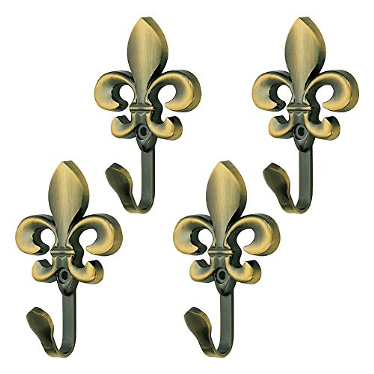 GoYonder Decorative Wall Hanging Coat Hooks Zinc Alloy Curtain Tieback Holders Screws Set of 4 Flower Shape (Bronze)