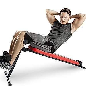 Marcy Utility Slant Board w/ Headrest – Folding Design with Adjustable Positions SB-4606 , Black/red , 29.00 x 18.00 x 59.00 inches