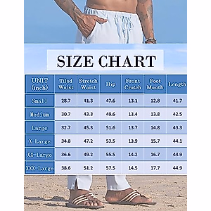 COOFANDY Men's Baggy Capri Trousers Drawstring Vacation Linen Beach Pants Summer Black