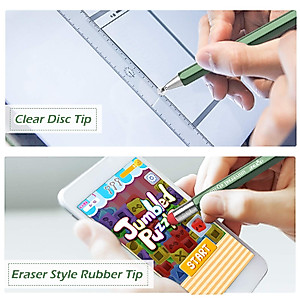 Digiroot Universal Stylus, Disc & Fiber Tip 2-in-1 Rotatable Stylus for Apple/iPhone/Ipad pro/Mini/Air/Android/Microsoft/Surface with 3 Replacement Tips - (Green)