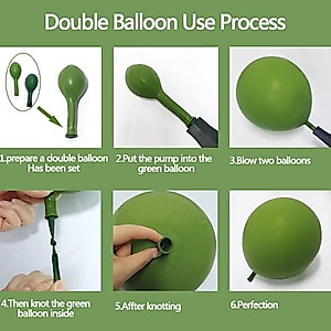 Double Stuffed Olive Green Balloon Garland Kit - Sage Green Balloons Different Sizes 18/12/5 Inch for Baby Shower Birthday Tropical Jungle Safari Theme Party Decoration
