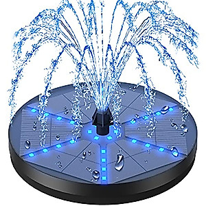 GAIZERL Solar Bird Bath Fountains Upgraded, 4W Solar Powered Water Fountain Pump with 7 Nozzles & 4 Fixers, 4000 Battery, 7 Colors LED Light for Garden, Pond, Pool, Fish Tank, and Outdoor