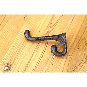Midwest Craft House 5 Rustic Coat Hooks CAST Iron Acorn 3 1/4" Long HAT Wall School Towel