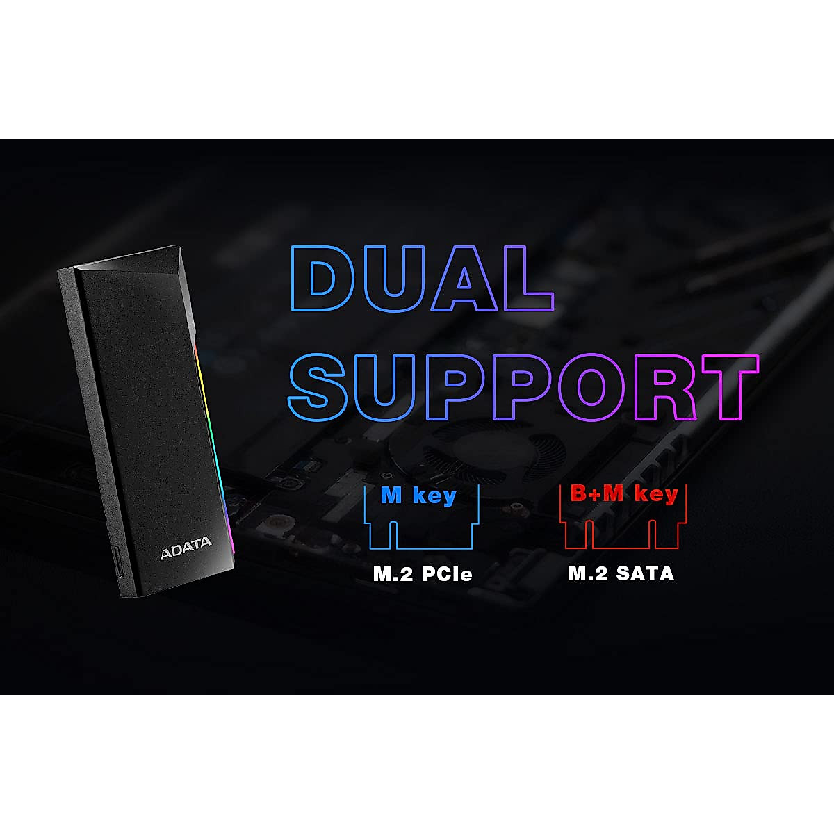 ADATA EC700G Aluminum USB 3 Gen 2 Type-C M.2 2280/2242/2230 PCIe/NVMe/SATA SSD External Portable Enclosure Case Adapter Tool-Less Design (AEC700GU32G2-CGY)