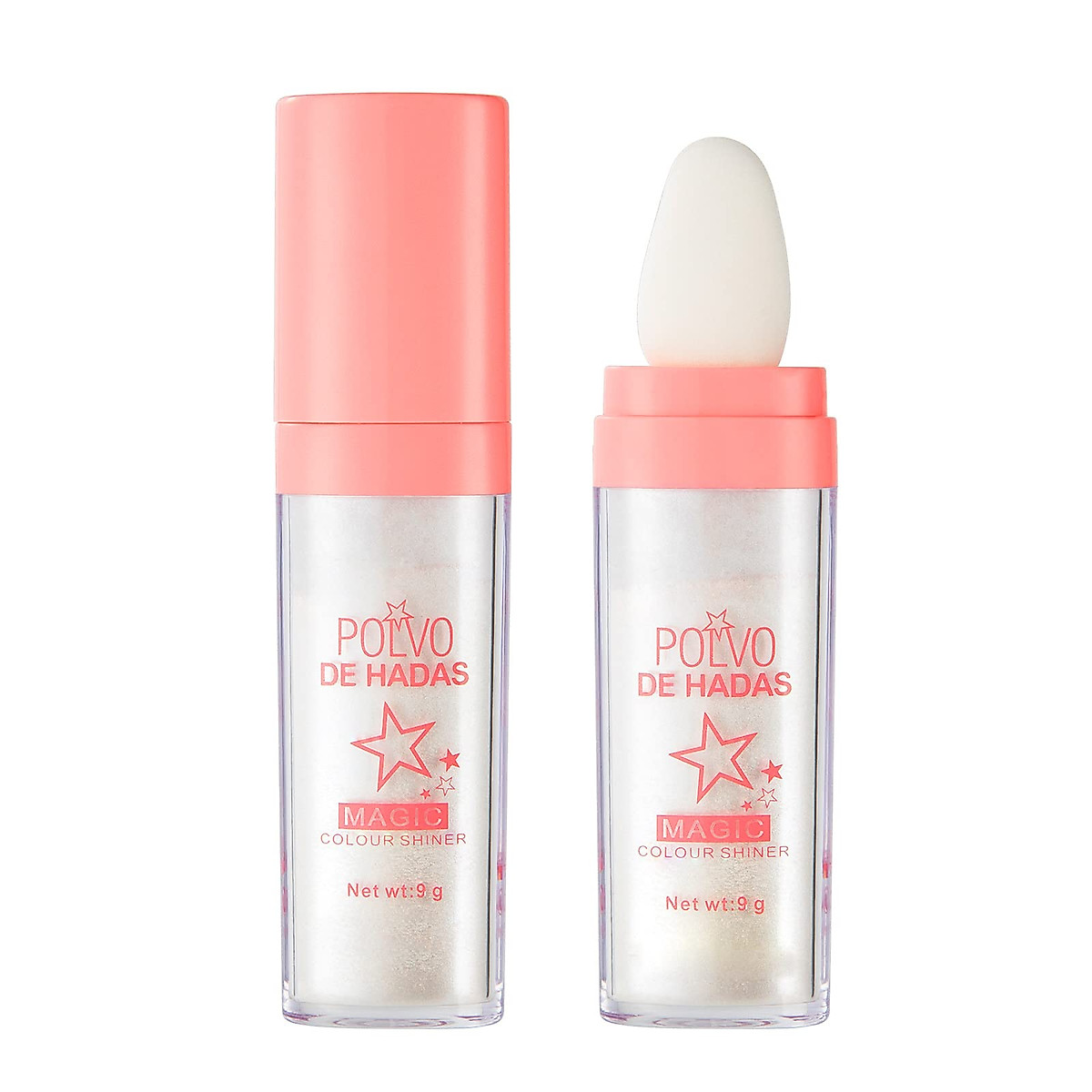 GL-Turelifes Polvo De Hadas Hightlighter Powder Stick Puff Fairy Bomb Stick Glitter Loose Powder Highlight Contouring Powder Shimming Powder for Eyes, Face, Body Brighten Makeup (#01 White)