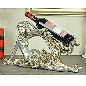 DOUBA Retro Mermaid Resin Shape Wine Rack European Resin Wine Rack Wine Cabinet Wine Rack Desktop Ornaments