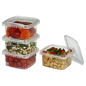 Plastic Deli Containers with Lids 32 Oz- 25 Pack- Square Clear Plastic Containers- Tamper-Proof BPA-Free Take Away Food Containers- Space Saver, Airtight, Freezer Safe Meal Prep Containers