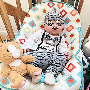 Tikoubabe 3-6 Months Baby Boy Clothes Newborn Outfits Infant Cute Hipster Romper + Long Pants + Hat 3 Pieces Ladies I Have Arrived Printed Mustache hat 3-6 Months 80cm