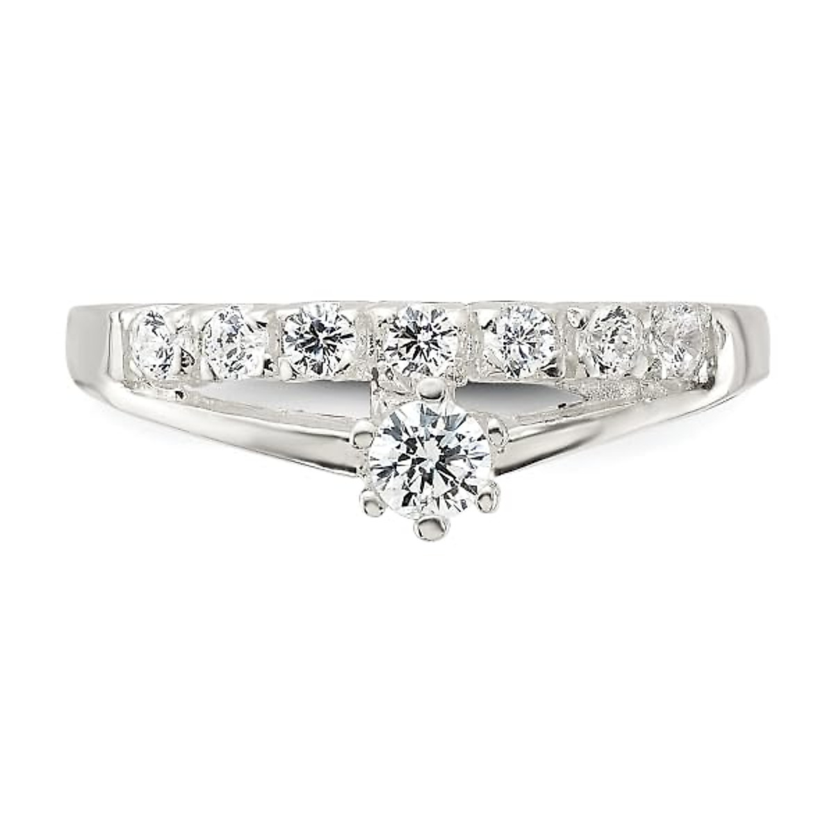 IceCarats 925 Sterling Silver Row Solitaire Cubic Zirconia CZ Promise Ring Engagement Wedding Band Bridal Jewelry Size 7