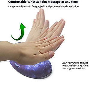 BRILA Ergonomic Memory Foam Mouse Wrist Rest Support Pad Cushion for Computer, Laptop, Office Work, PC Gaming - Massage Holes Design - Wrist Pain Relieve (Nebula Galaxy Space)
