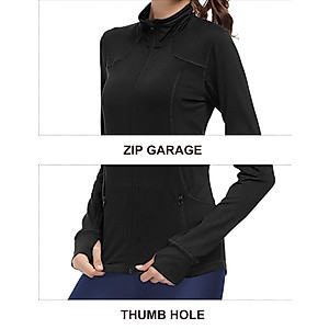 Dolcevida Womens Sports Jackets Zip Up Workout Yoga Jacket with Pockets