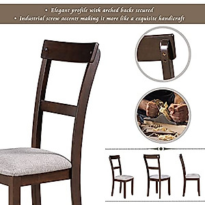 Merax 5-Piece Rectangular Wood Table Set with 4 Chairs for Kitchen and Dining Room, Walnut_1