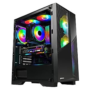 Raidmax ATX Desktop Computer Gaming PC Case Mid Tower PC Case with addressable RGB x3 ARGB Fans ATX PC Case USB 3.0 Tempered Glass PC Case Mesh Window Computer Case with 3 ARGB LED Black PC Case -X627