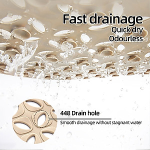 Bathtub Mat Non-Slip Rubber Shower Mat with Drain Holes Suction Cups, Quick Drain Easy Cleaning, Bath Mat for Shower Tub & Shower Stall & Bathroom, Machine Washable (15.74"×27.55", Gray-2)