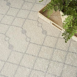 Nourison Astra Machine Washable Moroccan Ivory 9' x 12' Area Rug, Easy Clean, Non Shedding, Bed Room, Living Room, Dining Room, Kitchen (9x12)