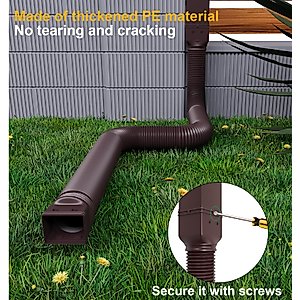 Ogutter Rain Gutter Downspout Extensions, Downspout Extender for Rainwater Drainage Flexible, Down Spout Drain Extension Pipe and Extendable from 21 to 66 Inches (2 Pack, Brown)