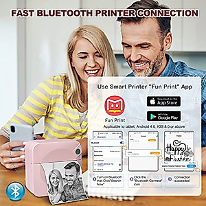 Zeacool Mini Pocket Printer,Portable Thermal Printer for Label,Text Memo,Receipt,Sticker,Photo Printers,BT Inkless Printing,Kids Gift,Wireless Bluetooth Printer Compatible with iOS and Android（Pink）