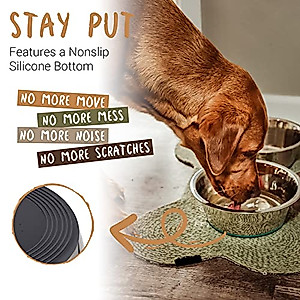 PEGGY11 Deep Stainless Steel Anti-Slip Dog Bowls, Set of 2, Each Holds Up to 3 Cups